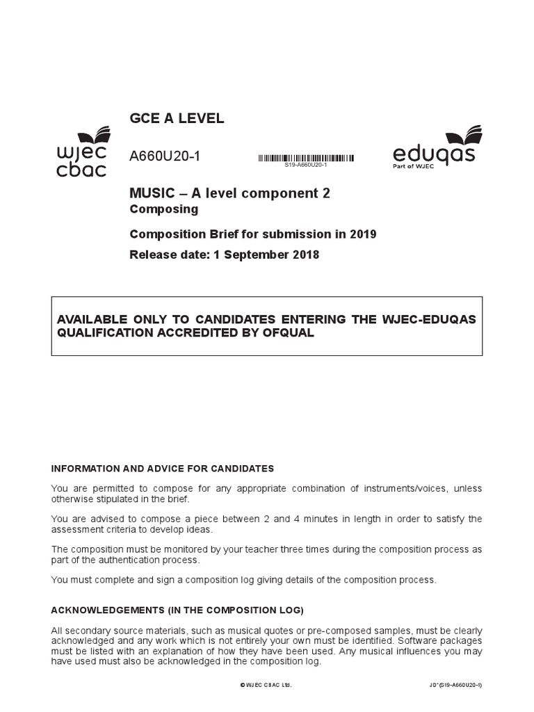 01.2019 A Level Eduqas Level Composition Briefs - PDF Version 1 PDF ...
