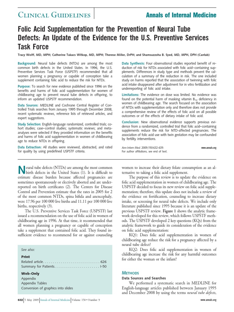Folic Acid Guidelines Update for Neural Tube Defect Prevention | PDF ...