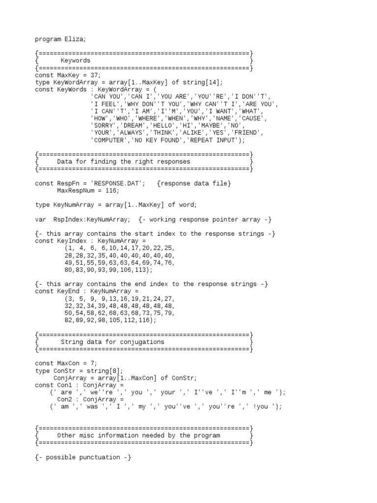 01 Eliza Written in Pascal | PDF | String (Computer Science) | Array Data Type