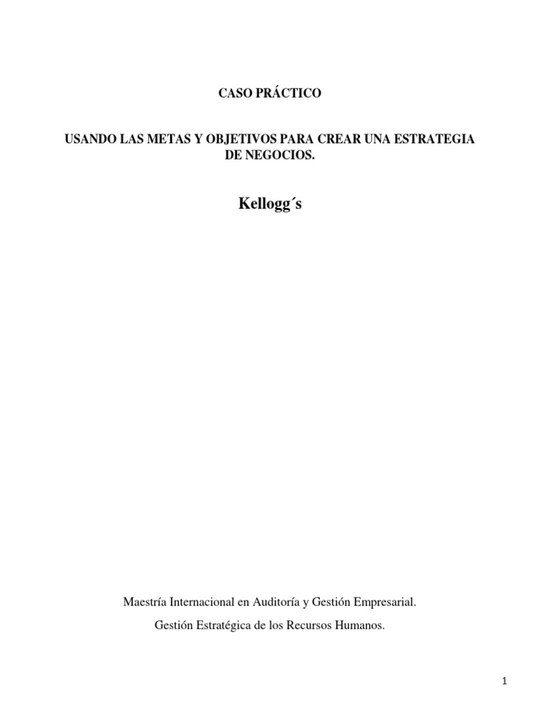 Caso Practico Kellogg S | PDF | Iniciativa empresarial | Dieta