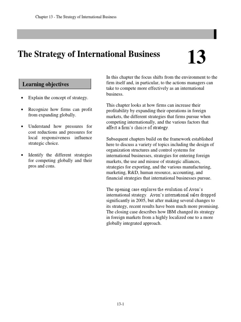 Ch 13 The Strategy Of International Business Pdf International