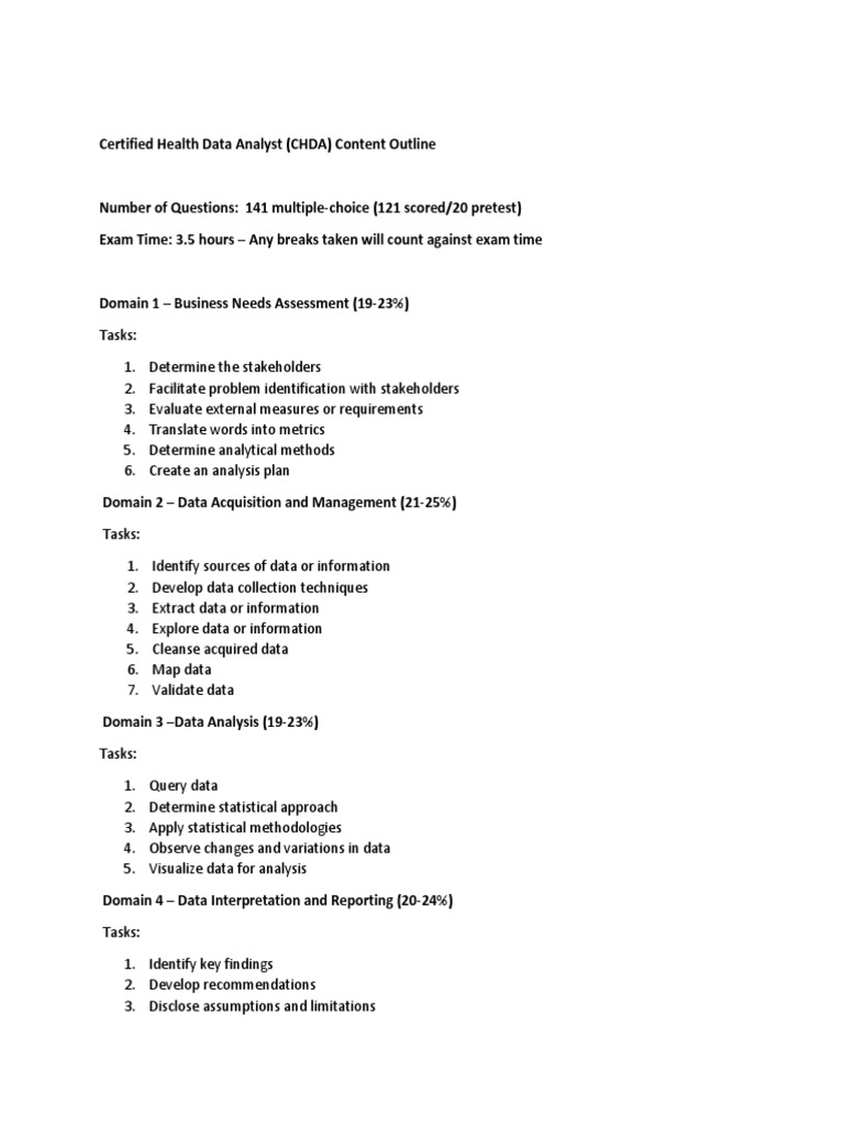 CHDA Content Outline Update 090718 | PDF