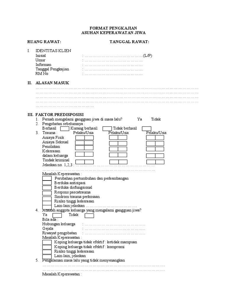 Format Askep Jiwa | PDF