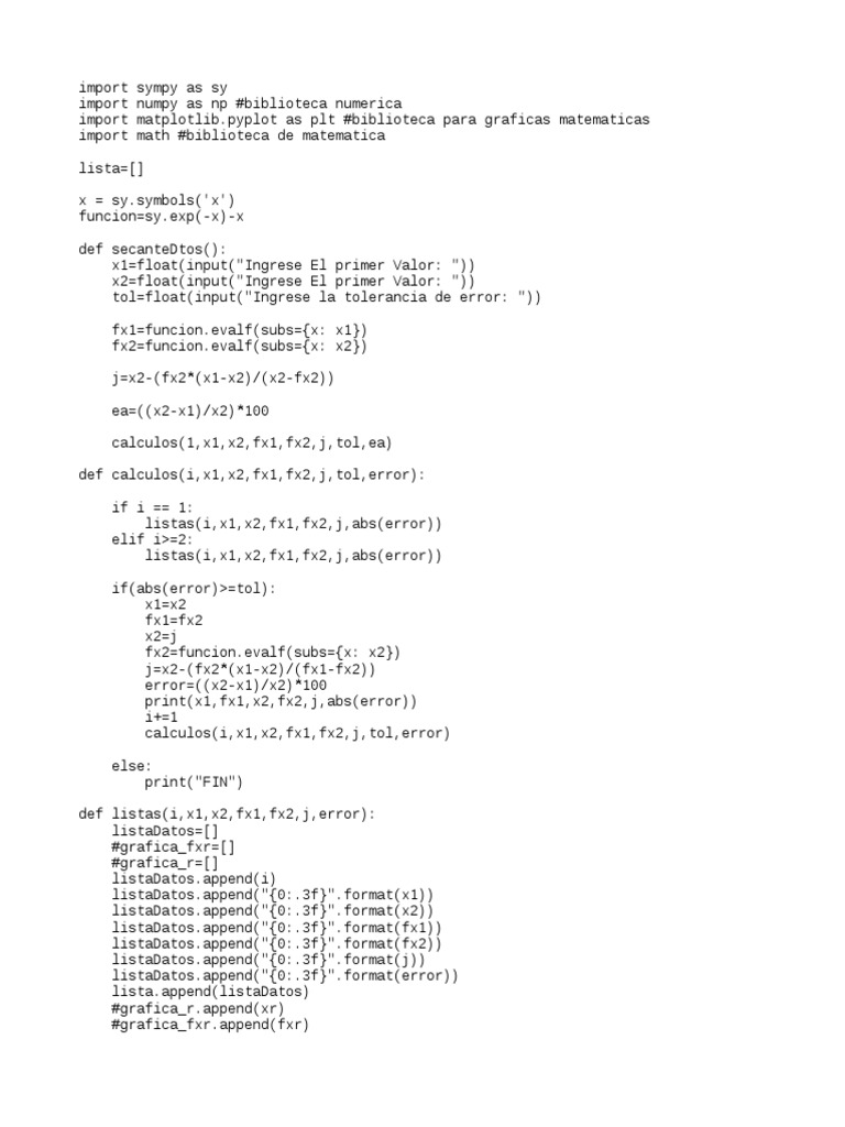 Metodos Numericos-Python - Secante | PDF