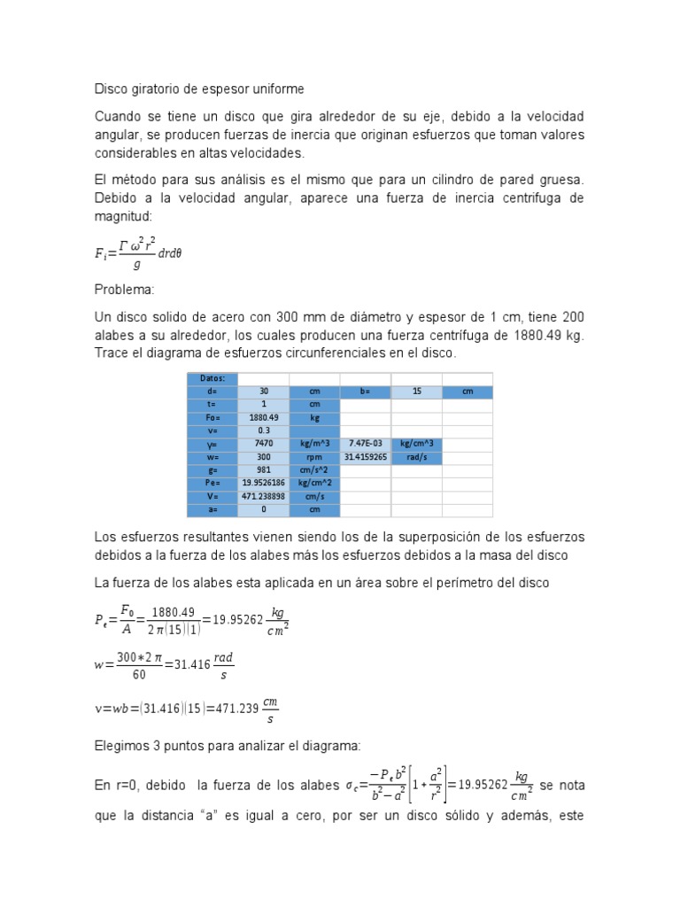Disco Giratorio de Espesor Uniforme | PDF | Filosofía natural | Cantidad