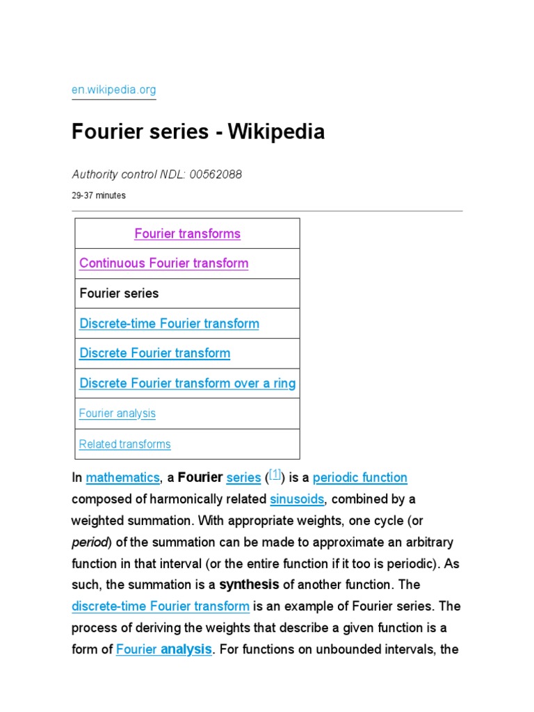 Overview of Fourier Series Concepts | PDF | Fourier Series | Series ...