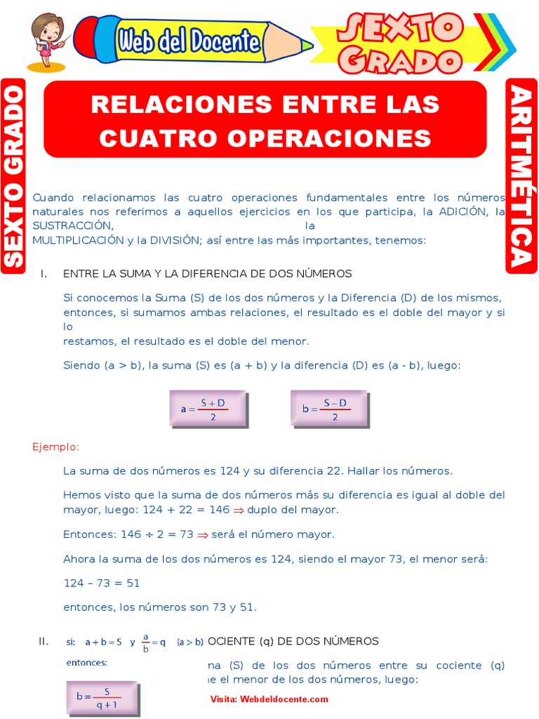 Relaciones entre operaciones matemáticas | PDF | División (Matemáticas ...