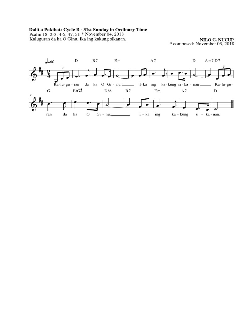 Kaluguran Da Ka O Ginu, Ika Ing Kakung Sikanan - Nucup | PDF