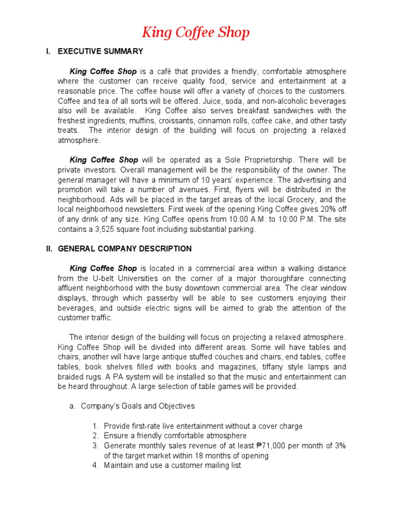 Business Proposal | PDF | Coffeehouse | Coffee