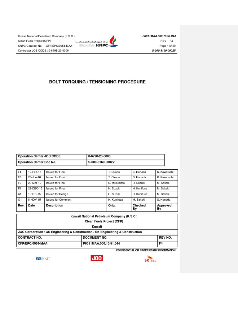 Bolt Torquing Tensioning Procedure PDF | PDF | Screw | Building Materials