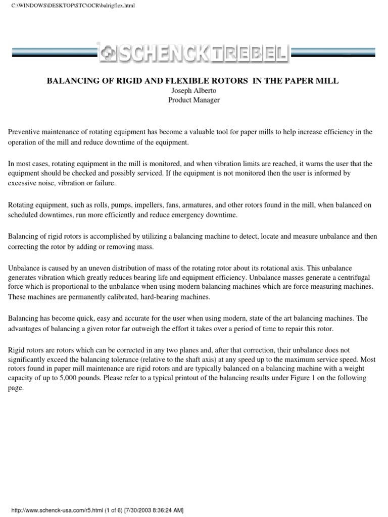 Balancing of Rigid & Flexible Rotors PDF | PDF | Mechanical Engineering ...