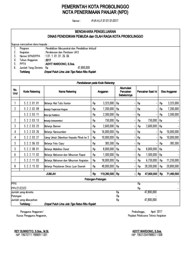 Lembar Verifikasi SPD 2020 | PDF