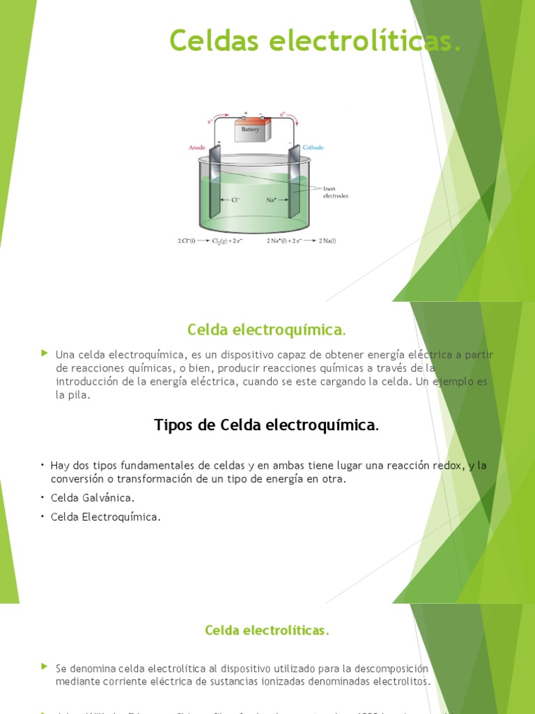 Celdas Electrolíticas | PDF | Electroquímica | Electrólito