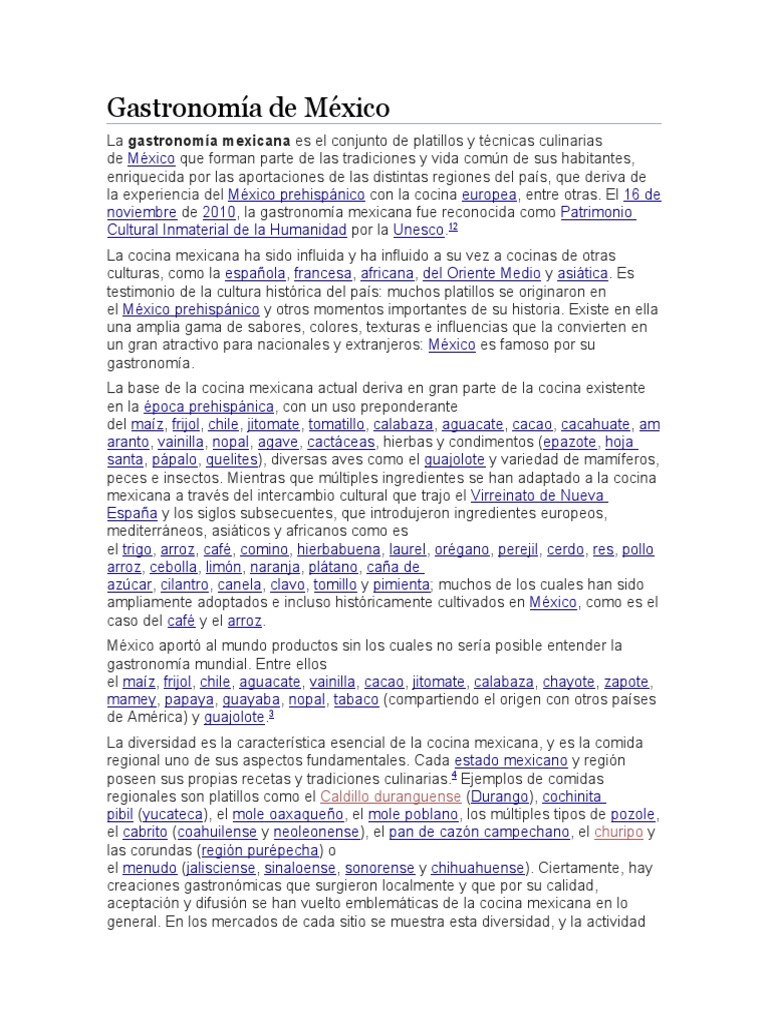 Gastronomía de México | PDF | Cocina mexicana | Cocina de las Americas