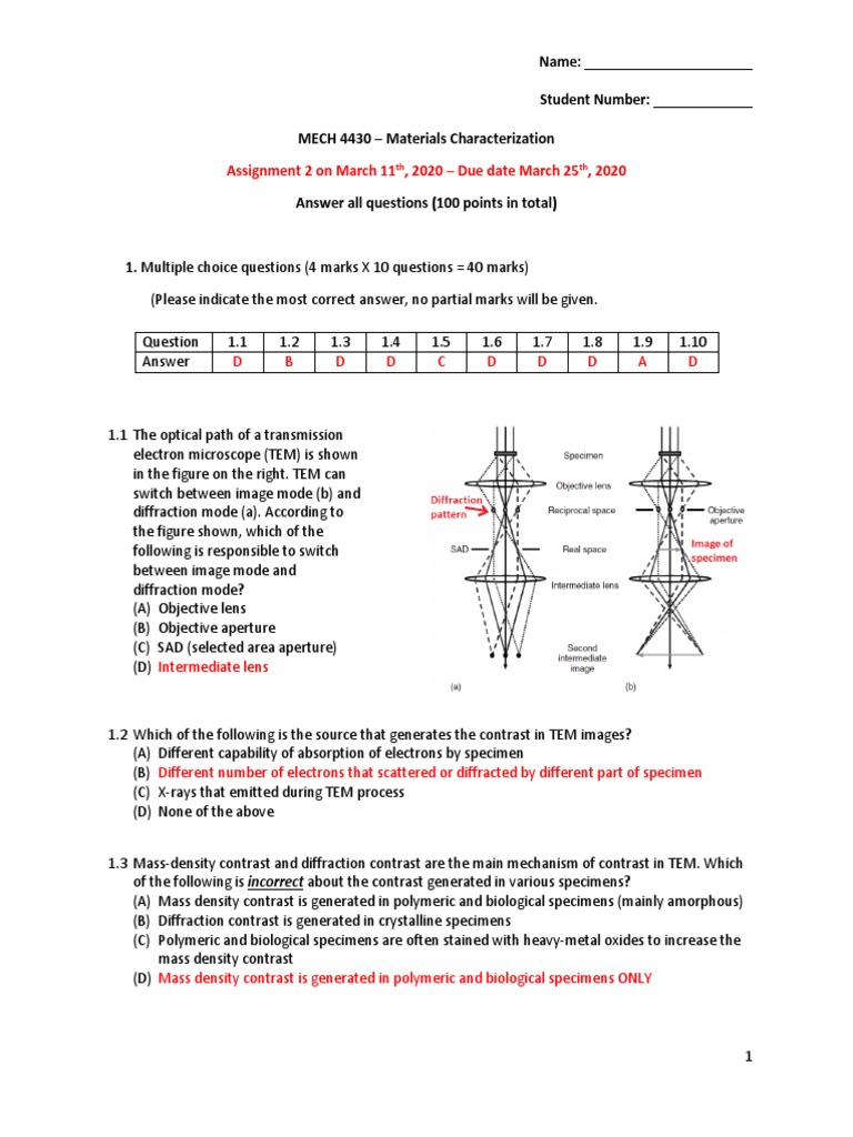 Assignment 2 Solutions | PDF | Transmission Electron Microscopy ...