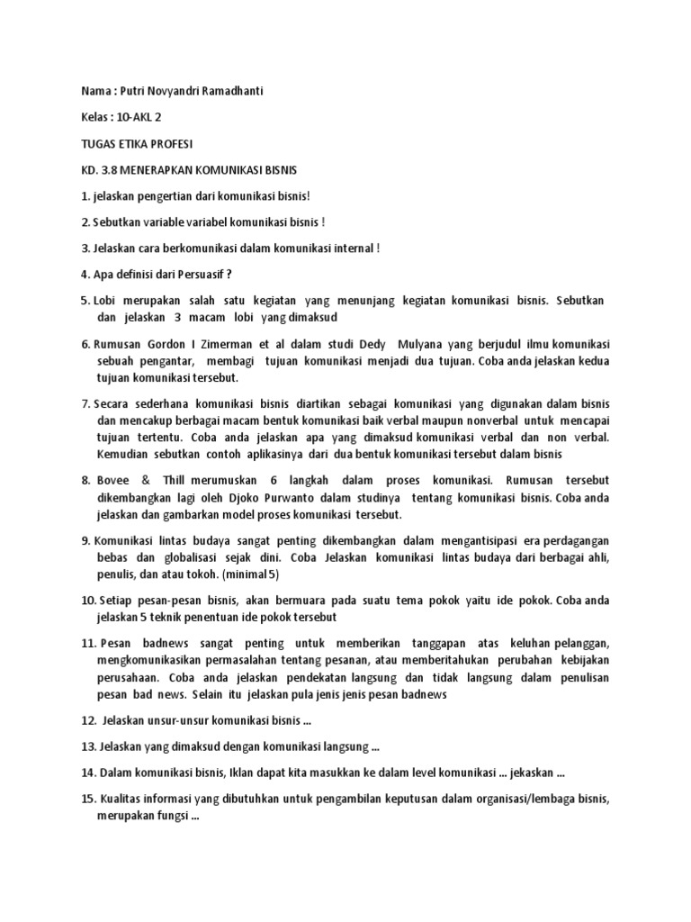 Tugas Etika Profesi (Putri Novyandri R-10 Akl 2) PDF | PDF