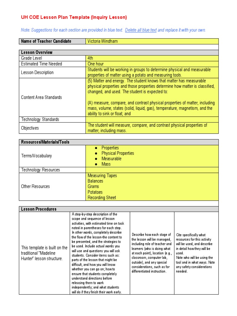 Properties of Matter Lesson Plan | PDF | Differentiated Instruction ...