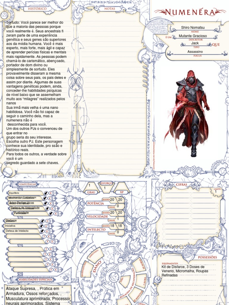 Numenera Ficha de Personagem Editavel PDF | PDF | Lazer
