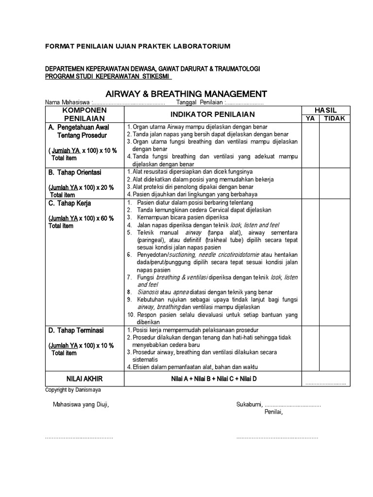 Format Penilaian Ujian Praktek Laboratorium Ab Manajemen | PDF