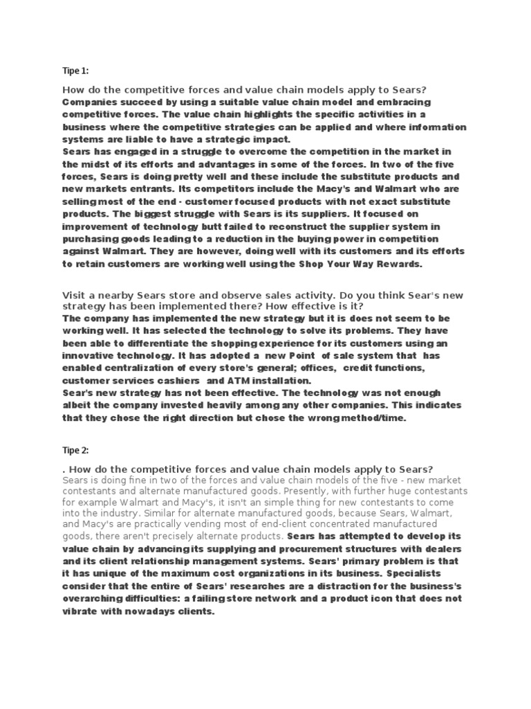 Sears SWOT Analysis and Strategy Review | PDF | Sears | Value Chain