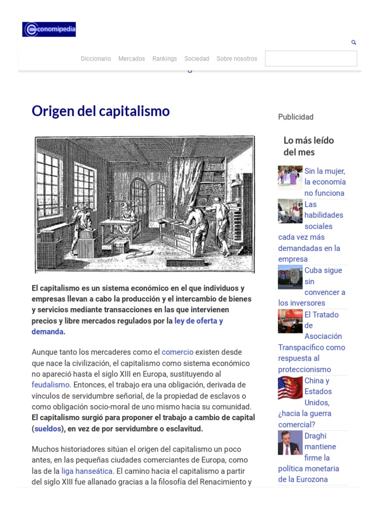 Origen Del Capitalismo | PDF | Capitalismo | Comercio
