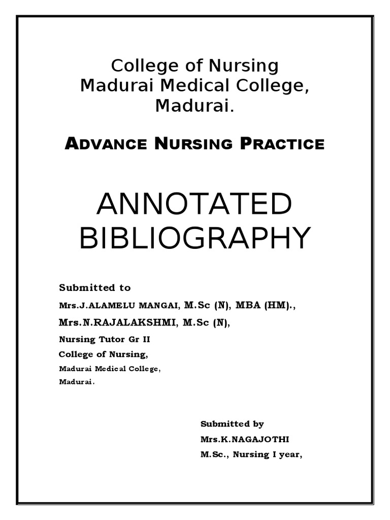 Annotated Bibliography Entry for "Medical Surgical Nursing, Clinical ...