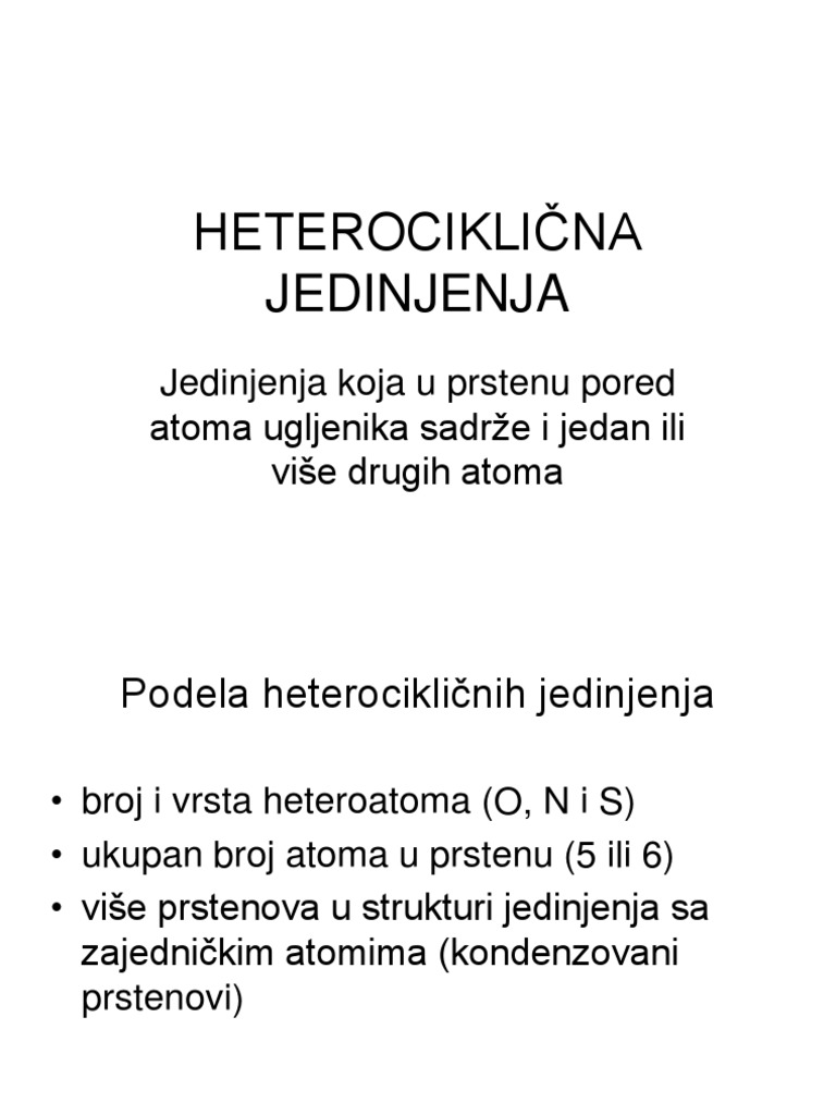 Hemija Heterociklicna Jedinjenja PDF | PDF