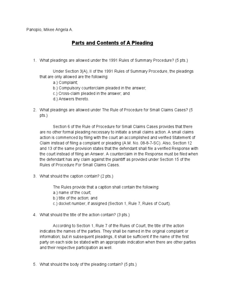 Rule 7 Civil Procedure | PDF | Pleading | Complaint