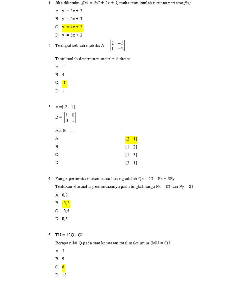 Latihan Soal Quiz 2 PDF | PDF