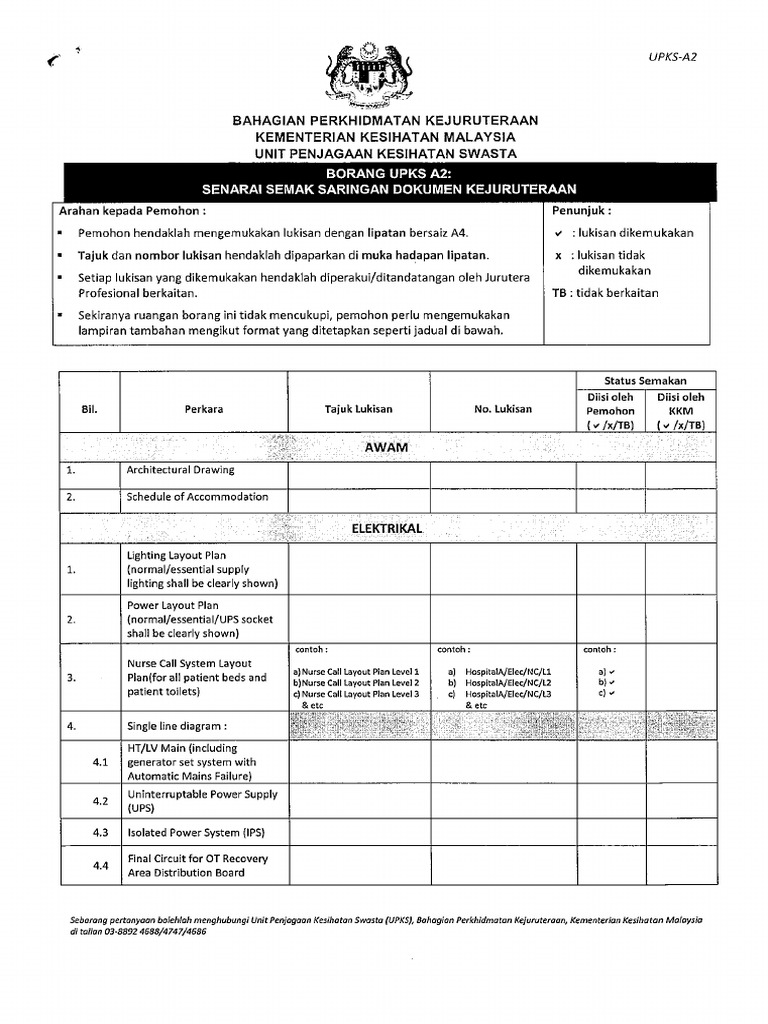 Borang UPKS A2 Senarai Semak Saringan Dokumen Kejuruteraan | PDF