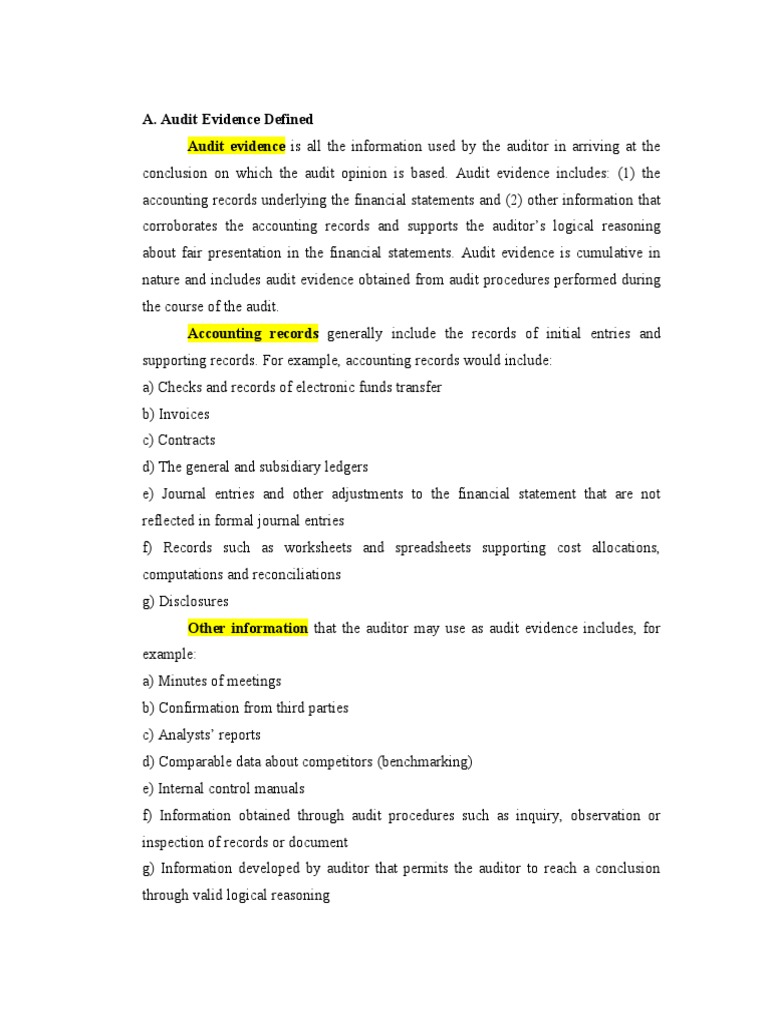 Understanding Audit Evidence Essentials | PDF | Financial Audit ...