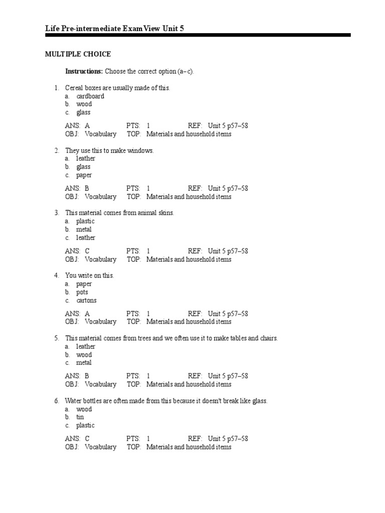 Unit 5 - Life Pre-Intermediate | PDF | Nature