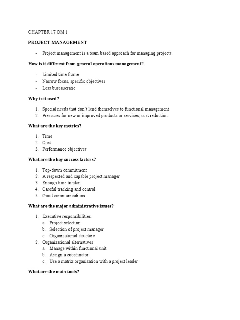 CHAPTER 17 Operations M | PDF | Project Management | Systems Science