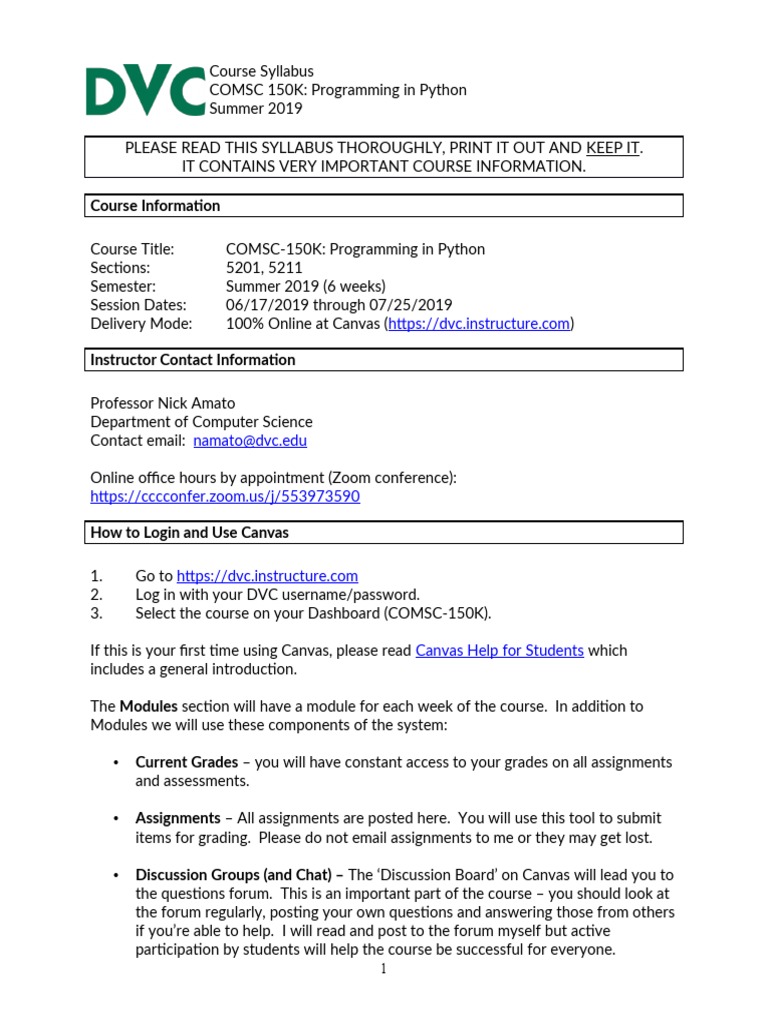 Comsc 150k Su2019 Syllabus-1 PDF | PDF | Educational Technology ...