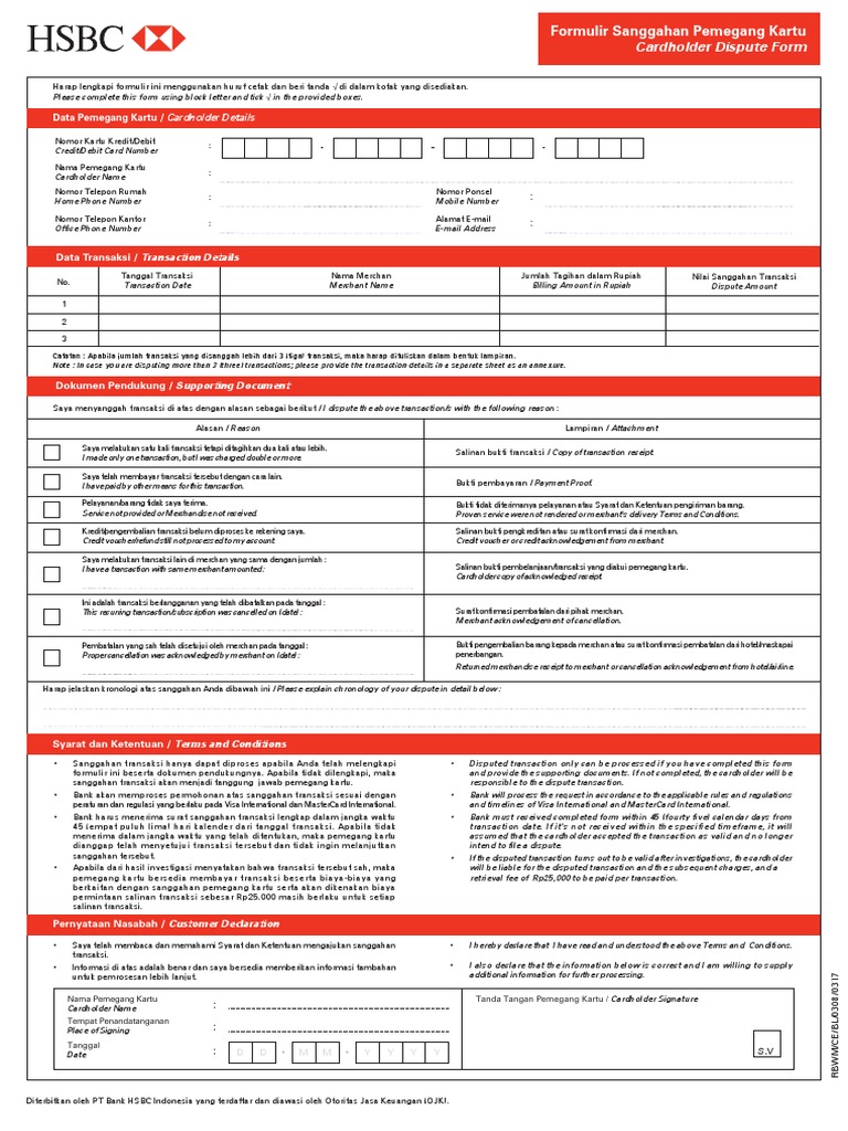 Dispute Form PDF | PDF
