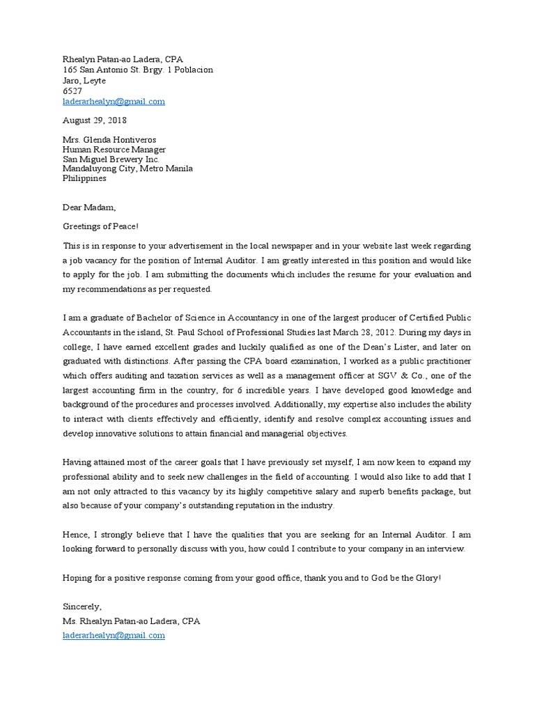 Application Letter | PDF | Accountant | Certified Public Accountant