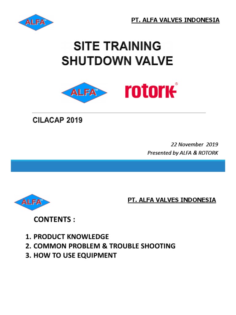 Site Training SDV - Cilacap 2019 | PDF | Valve | Pipe (Fluid Conveyance)