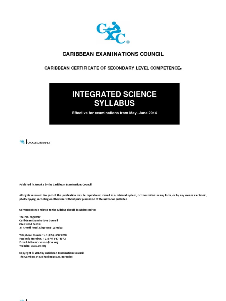 CCSLC Integrated Science Syllabus | PDF | Educational Assessment ...