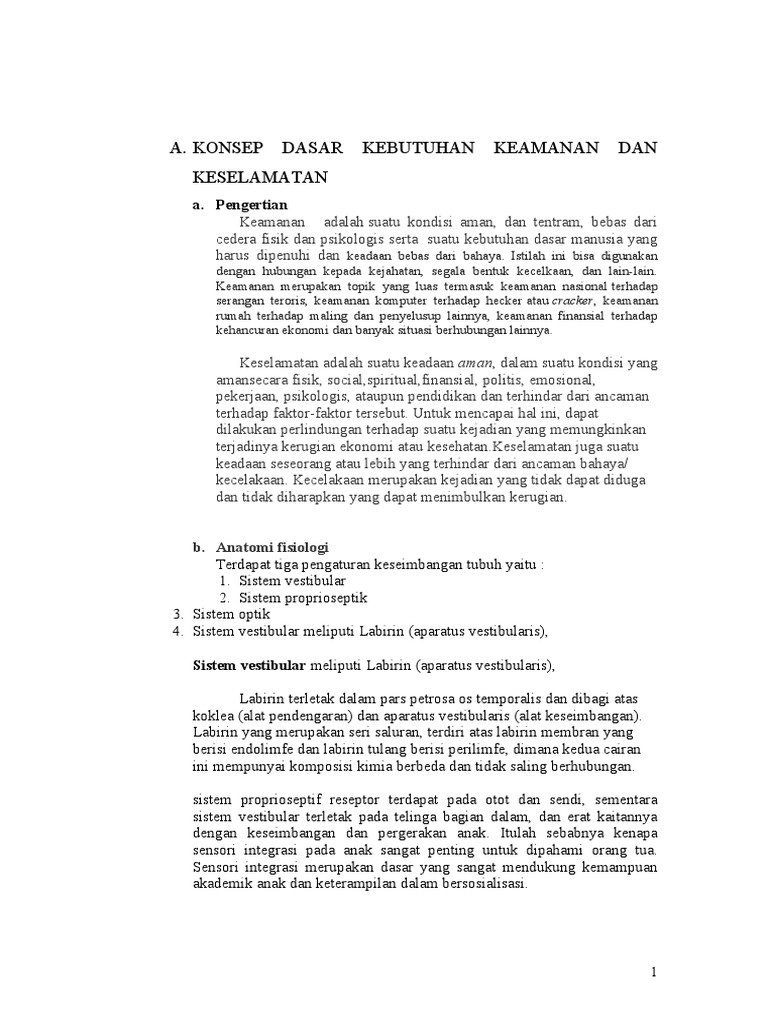 Konsep Dasar Kebutuhan Keamanan Dan Keselamatan | PDF | Sains & Matematika