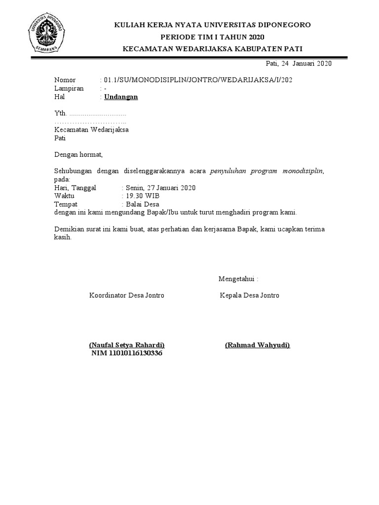 Undangan Penyuluhan Monodisiplin Jontro | PDF | Ilmu Sosial | Sains & Matematika