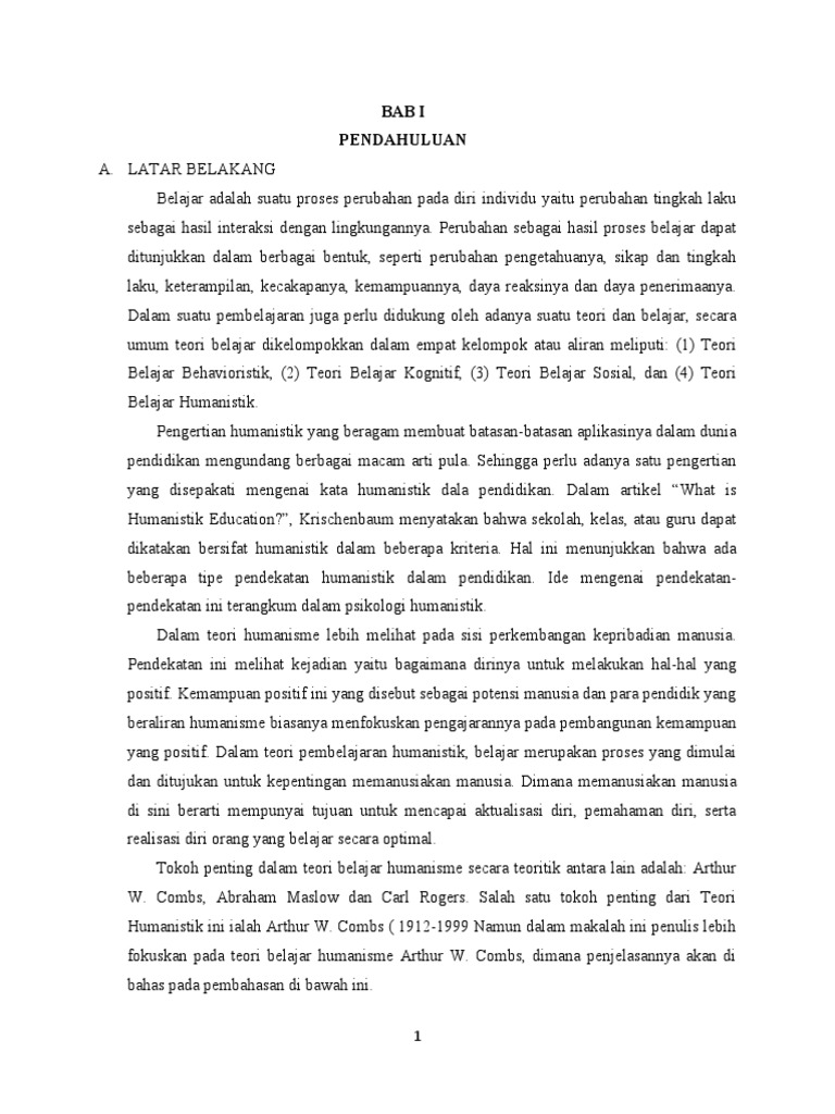 Teori Humanistik Arthur W Combs | PDF