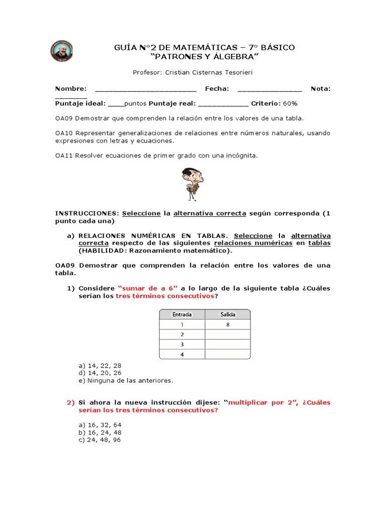 Guía Nº2 Matemáticas Séptimo | PDF | Ecuaciones | Objetos matemáticos