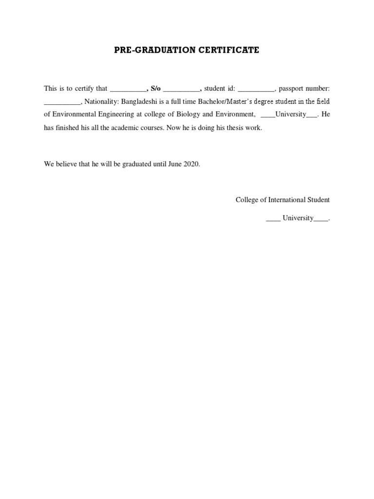 PRE Graduation Certificate PDF | PDF