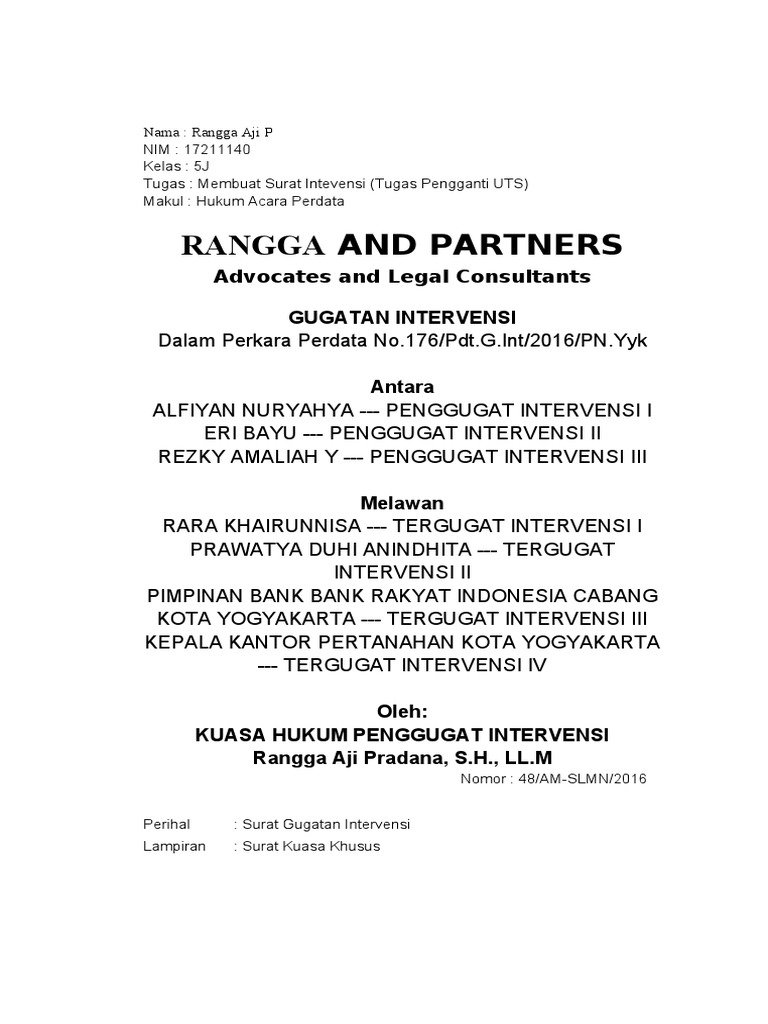 Surat Gugatan Intervensi | PDF