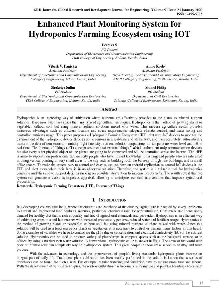 Enhanced Plant Monitoring System For Hydroponics Farming Ecosystem ...