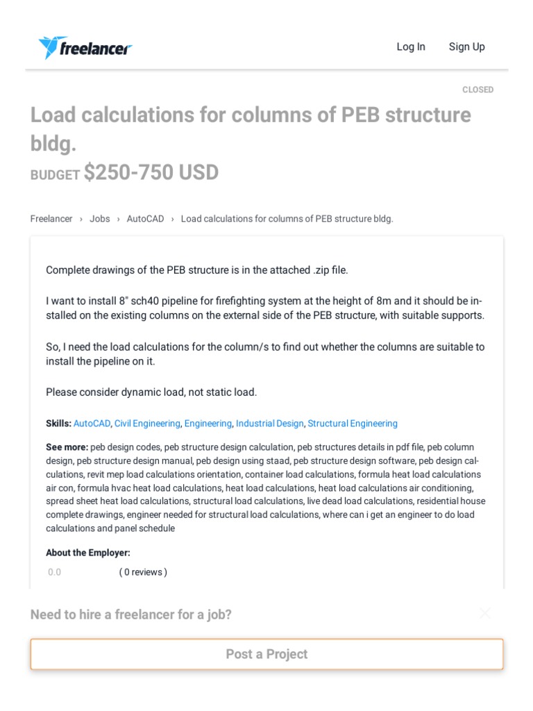 Load Calculations For Columns of PEB Structure Bldg. - AutoCAD - Civil ...