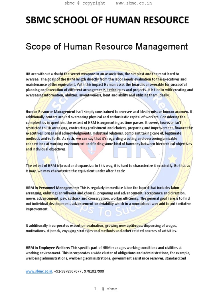 Scope of Human Resource Management | PDF