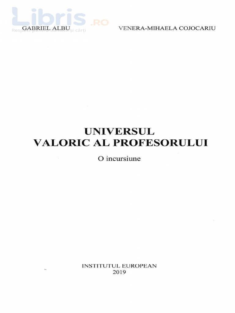 Universul Valoric Al Profesorului - Gabriel Albu, Venera-Mihaela ...