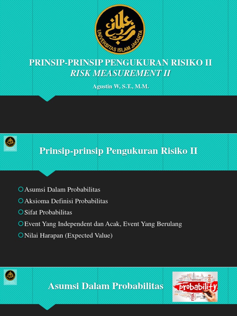 Kuliah Vi Prinsip-Prinsip Pengukuran Risiko Ii | PDF
