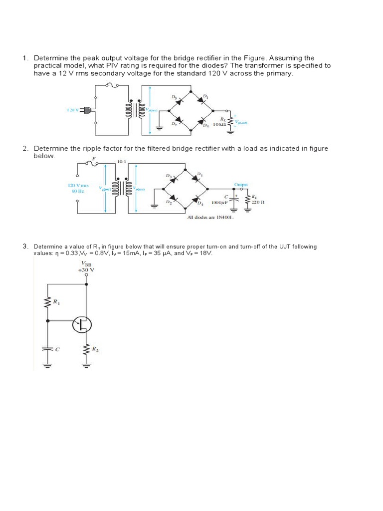 Determine The Peak Output Voltage For The Bridge Rectifier in The ...